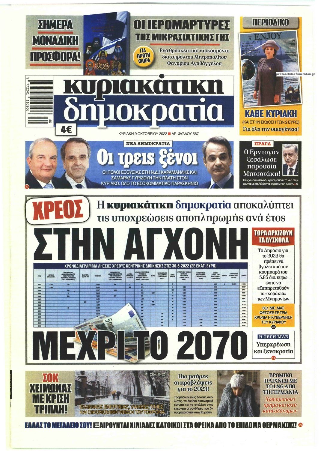 Πρωτοσέλιδο Δημοκρατία 9-10-2022